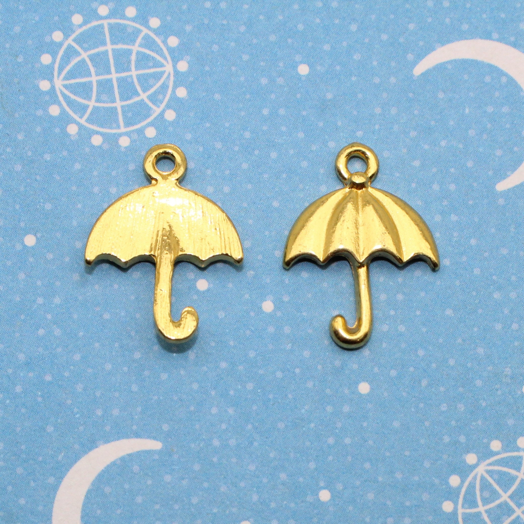Umbrella 19mm Gold Plated Single Sided 2D Weather Charms | Etsy