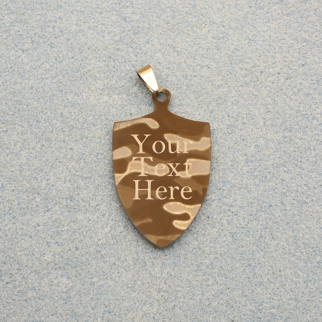 Personalized Camo Shield 60mm Stainless Steel With Pinch Bail Dark Camo ...