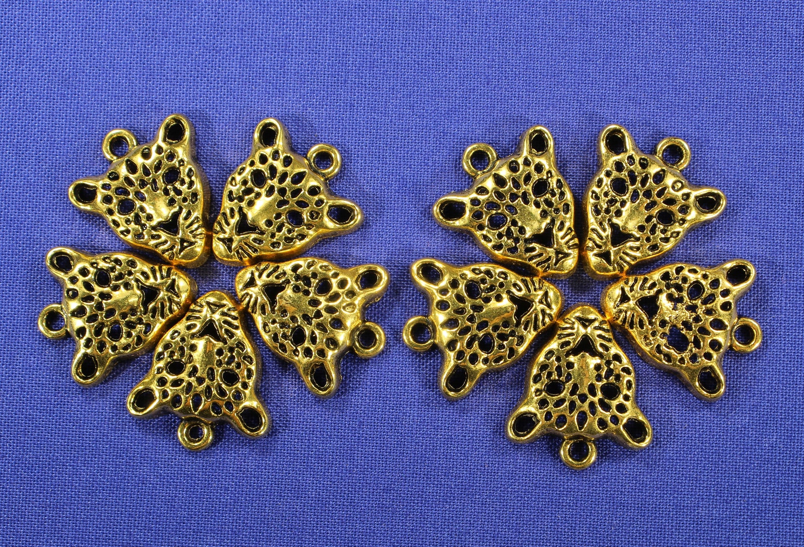 Leopard Head 20mm Antique Gold Tone Single Sided 2D Animal Charms ...