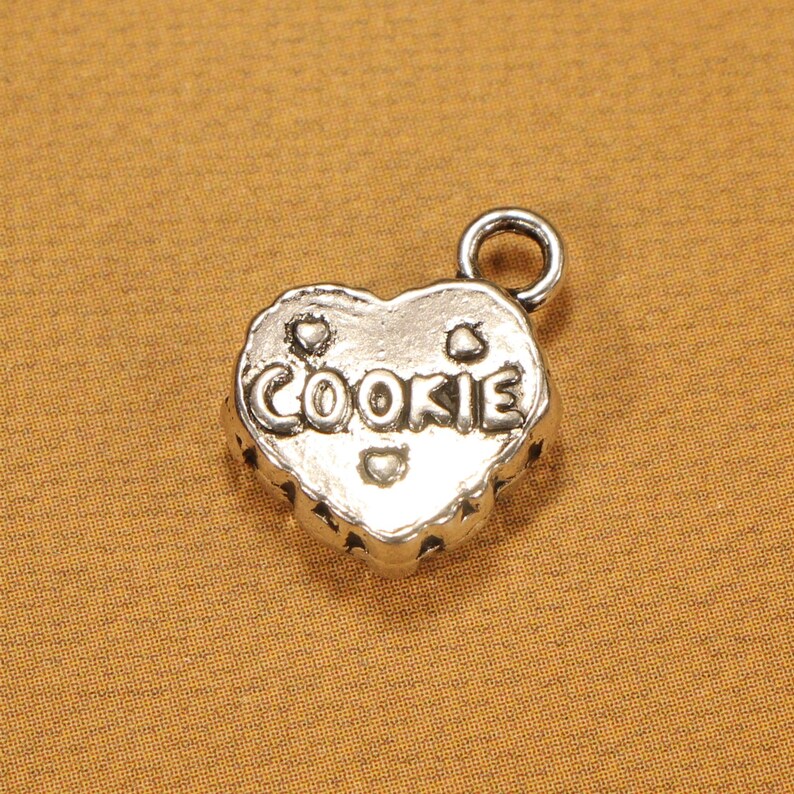 Heart Cookie 14mm Antique Silver Tone Double Sided Food Baking Charms ...