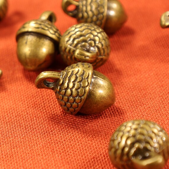 Acorn 14mm Antique Bronze Tone 3D Nature Charms 0576 | Etsy