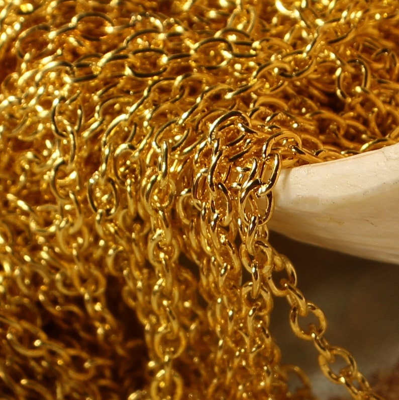 Gold Plated 3mm X 2mm Cable Link Metal Alloy Chain 'sold | Etsy