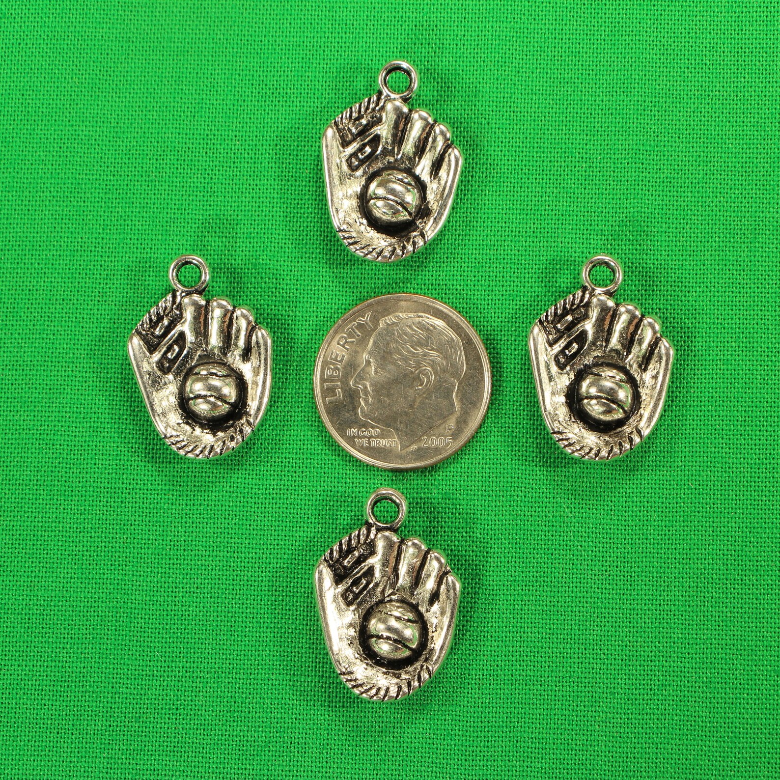 Baseball or Softball Mitt With Ball 21mm Antique Silver Tone - Etsy