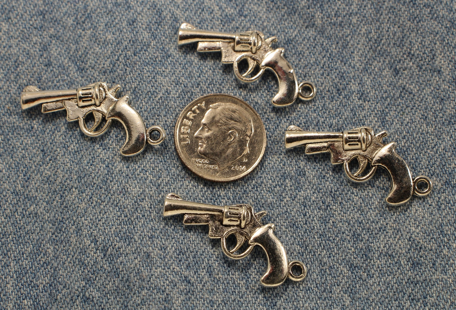 Handgun Revolver 28mm Antique Silver Tone 3D Western Charms | Etsy
