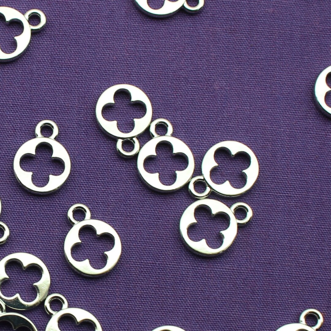 Flower 12mm Silver Plated Die Cut Double Sided Small Floral Charms ...