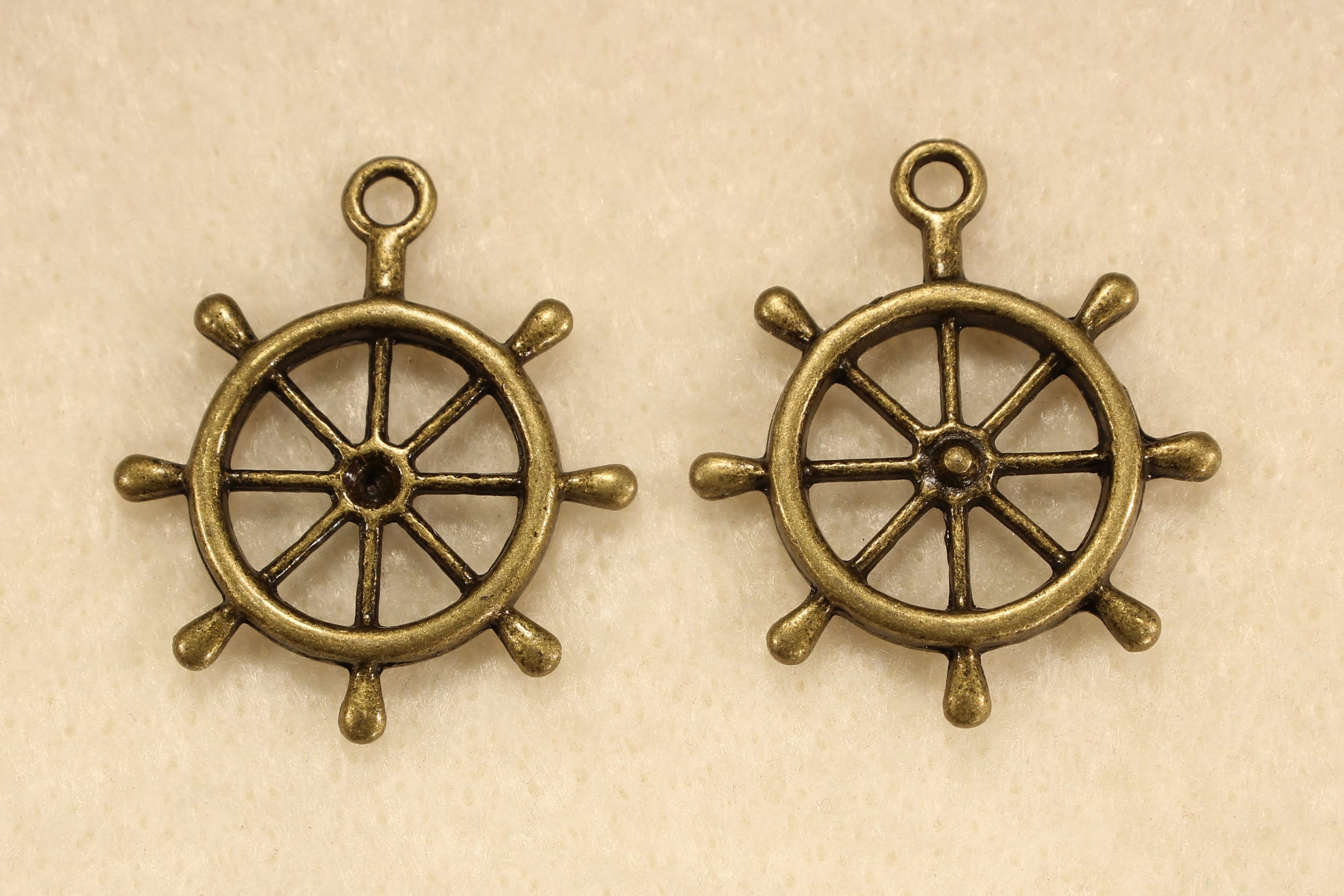 Captain's Wheel 28mm Antique Bronze Tone Double Sided | Etsy