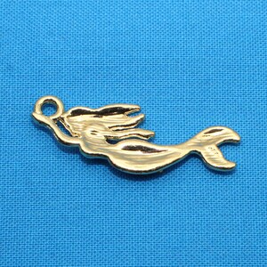 Mermaid 35mm Gold Plated With Blue and White Rhinestone Single Sided 2D ...