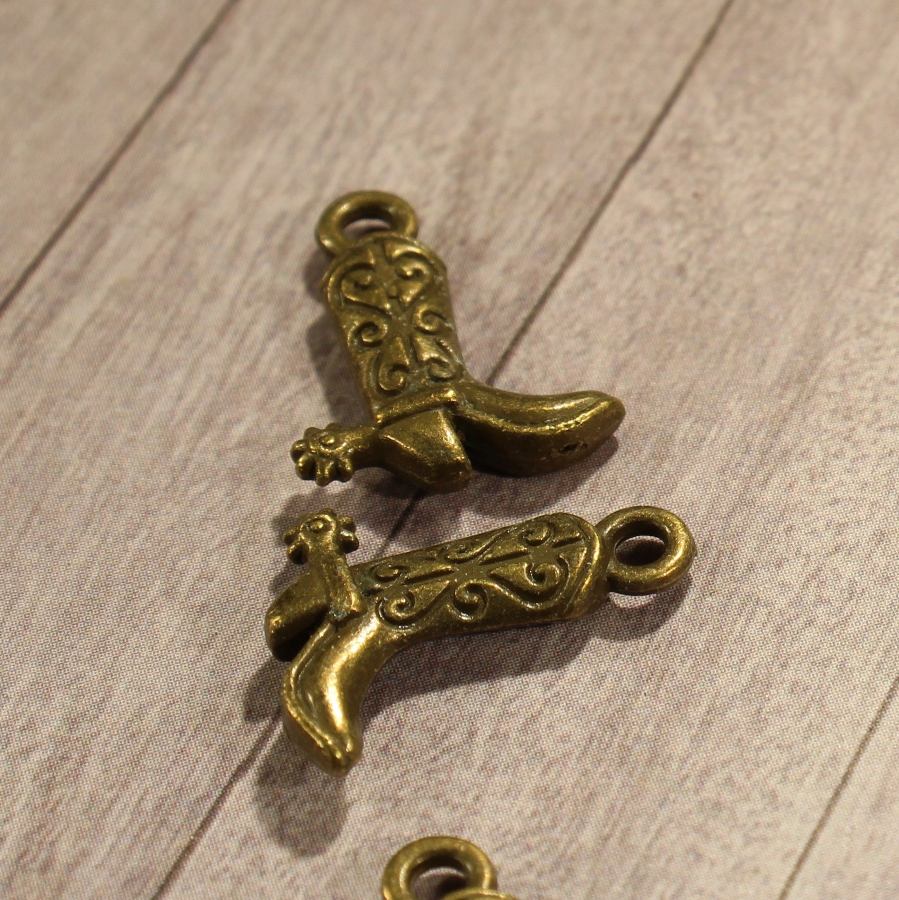 Cowboy Boot With Spur 16mm Antique Bronze Tone Double Sided - Etsy