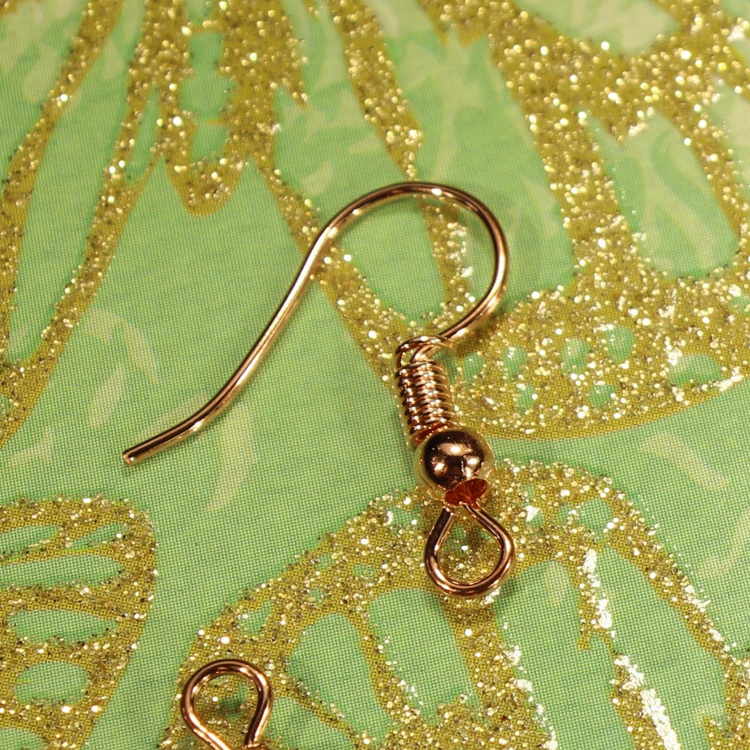 Ear Wire Hooks 20mm Iron Based Alloy Rose Gold Finish With Wire Wrap ...