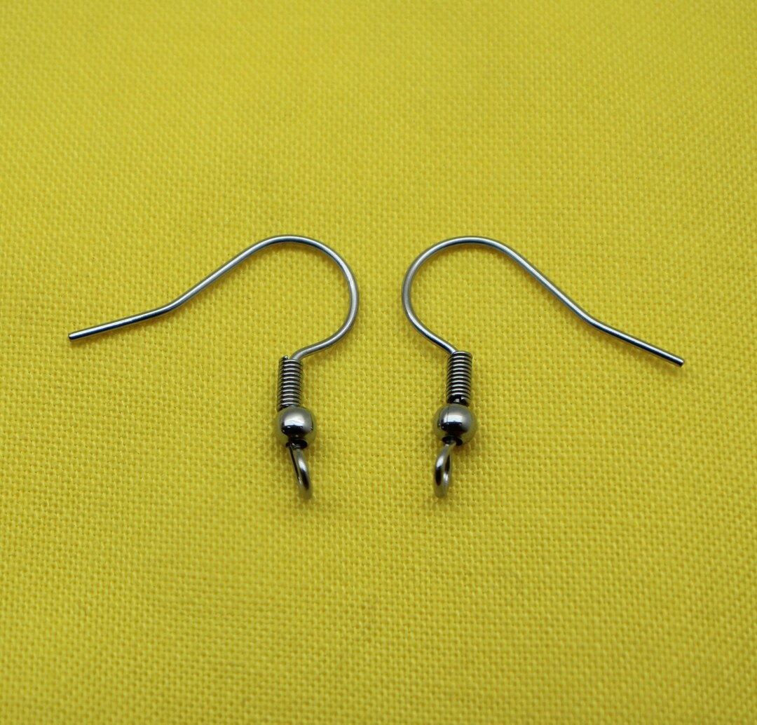 Stainless Steel 20mm Ear Wire Hooks With Wire Wrap and Bead Accent ...
