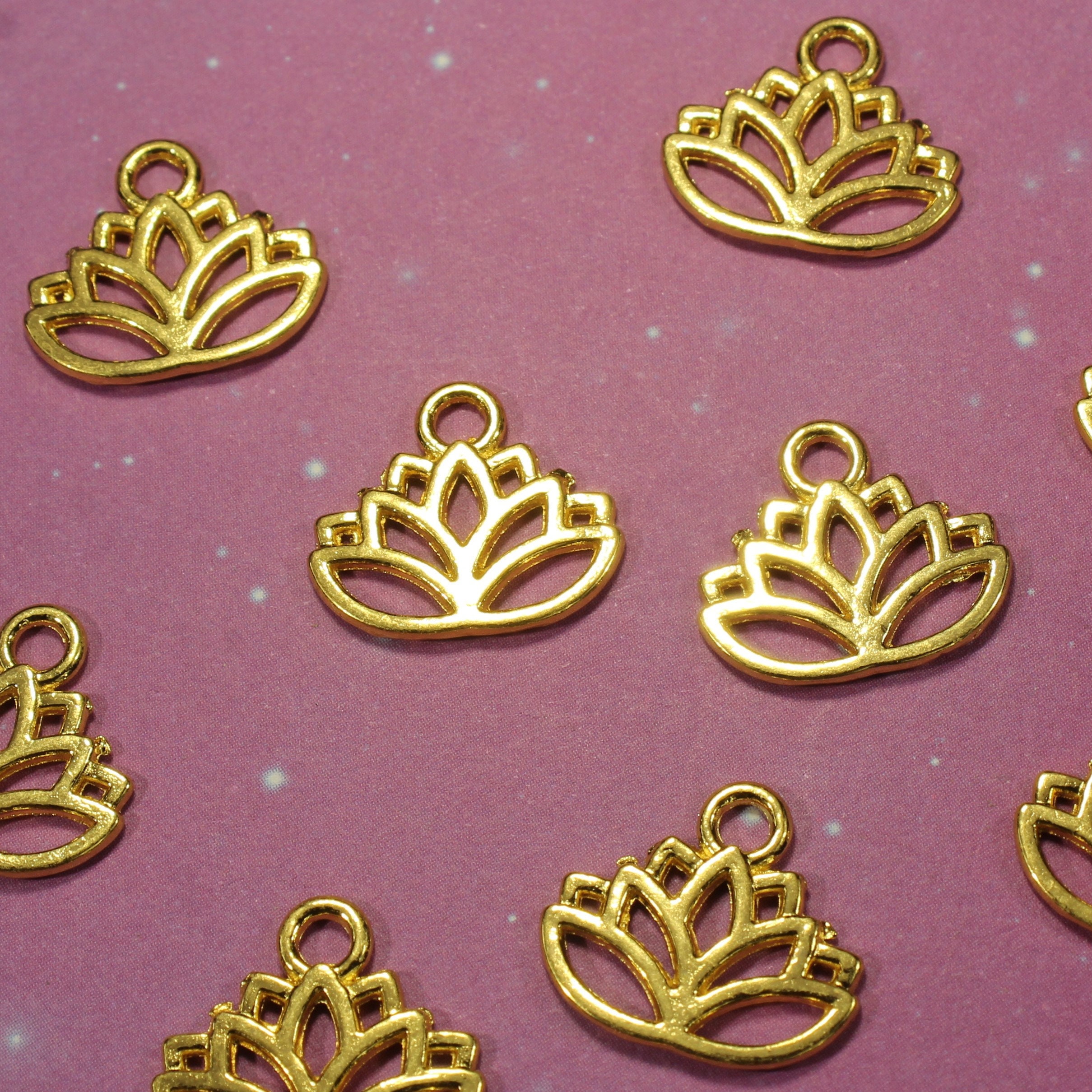 Lotus Flower 17mm Gold Plated Die Cut Single Sided Floral - Etsy