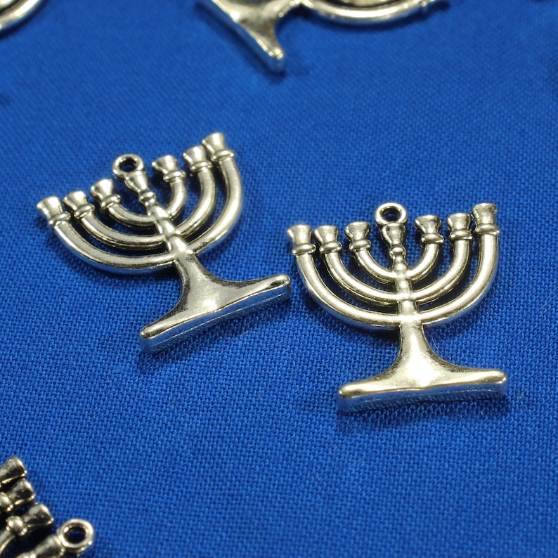 Menorah 22mm Antique Silver Tone Double Sided Religious Charms | Etsy
