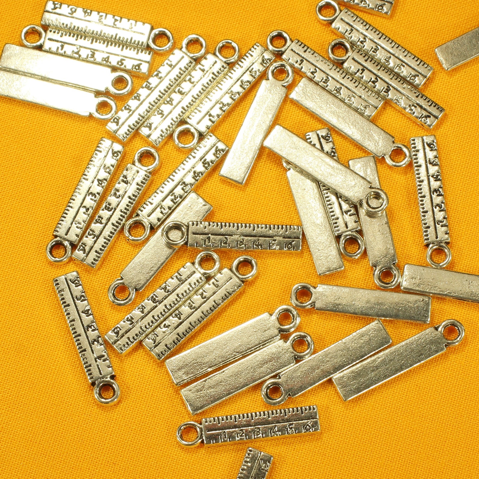 Ruler 24mm Antique Silver Tone Single Sided School Charms - 0395 - Etsy