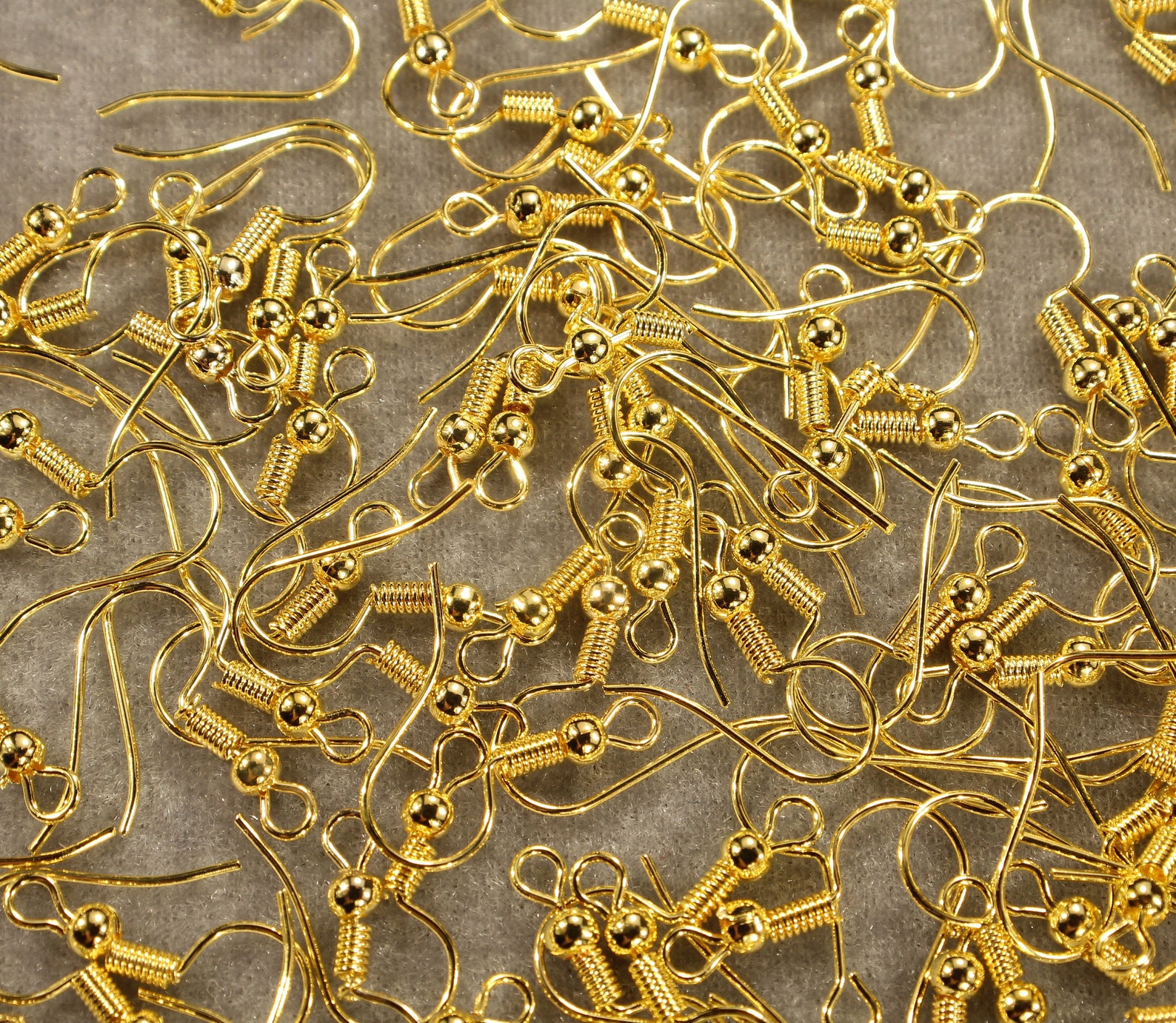 Gold Plated 20mm Ear Wire Hooks With Wire Wrap and Bead Ball Accent ...