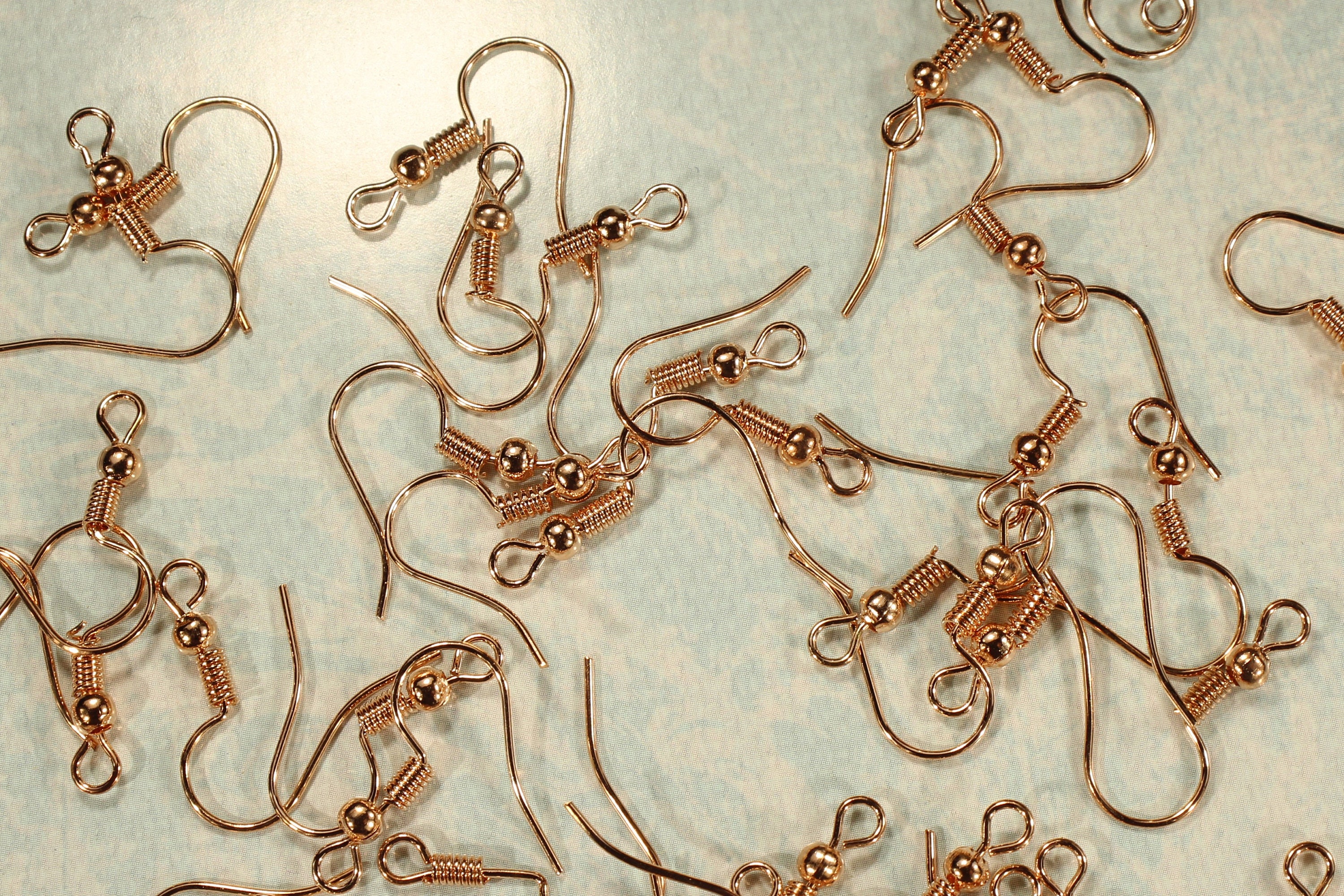 Ear Wire Hooks 20mm Iron Based Alloy Rose Gold Finish With Wire Wrap ...