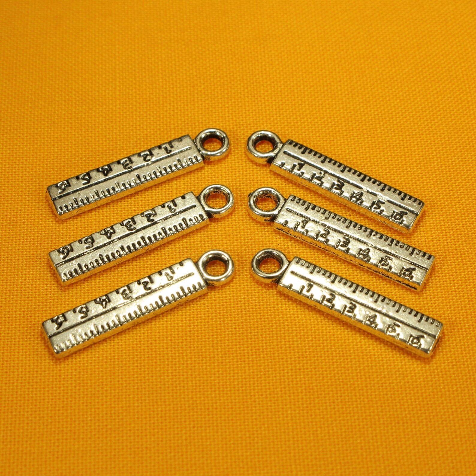 Ruler 24mm Antique Silver Tone Single Sided School Charms - Etsy