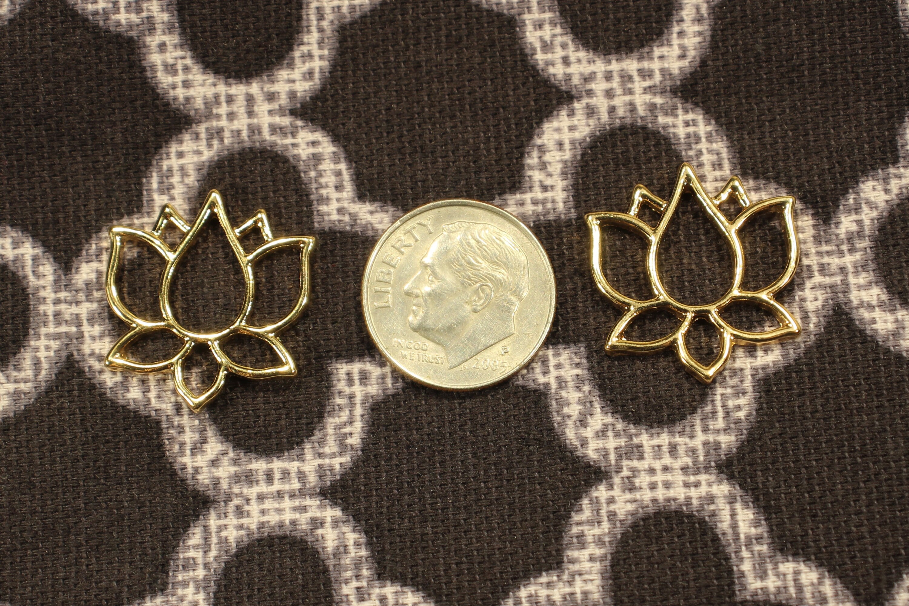 Lotus Flower 21mm Gold Plated Single Sided Die Cut Floral - Etsy