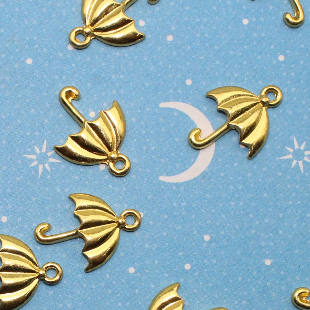 Umbrella 19mm Gold Plated Single Sided 2D Weather Charms - 1584 - Etsy