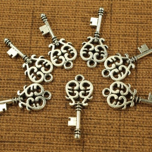 Key 25mm Antique Silver Tone Double Sided Love Charms - 0617 - Etsy