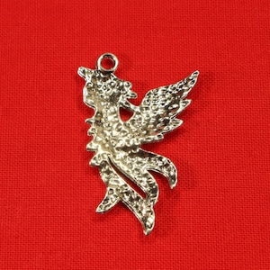 Phoenix 35mm Antique Silver Tone Single Sided 2D Mythical Bird Charms ...