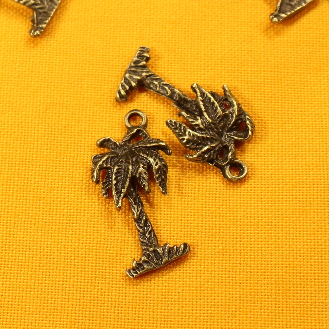 Palm Tree 20mm Antique Bronze Tone Double Sided Tropical Beach Charms ...