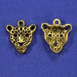 Leopard Head 20mm Antique Gold Tone Single Sided 2D Animal Charms ...