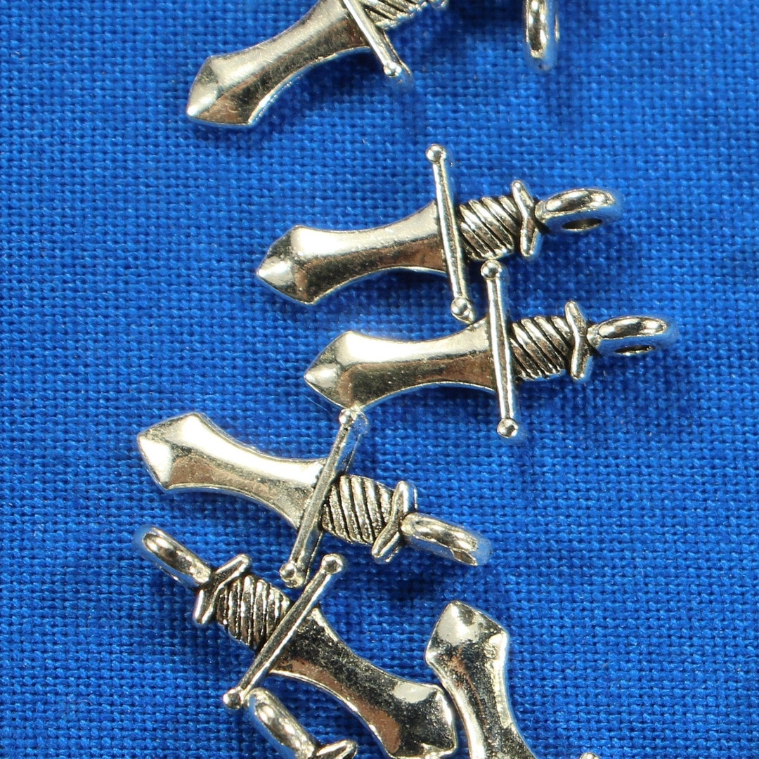 Dagger or Short Sword 16mm Antique Silver Tone Double Sided Medieval ...