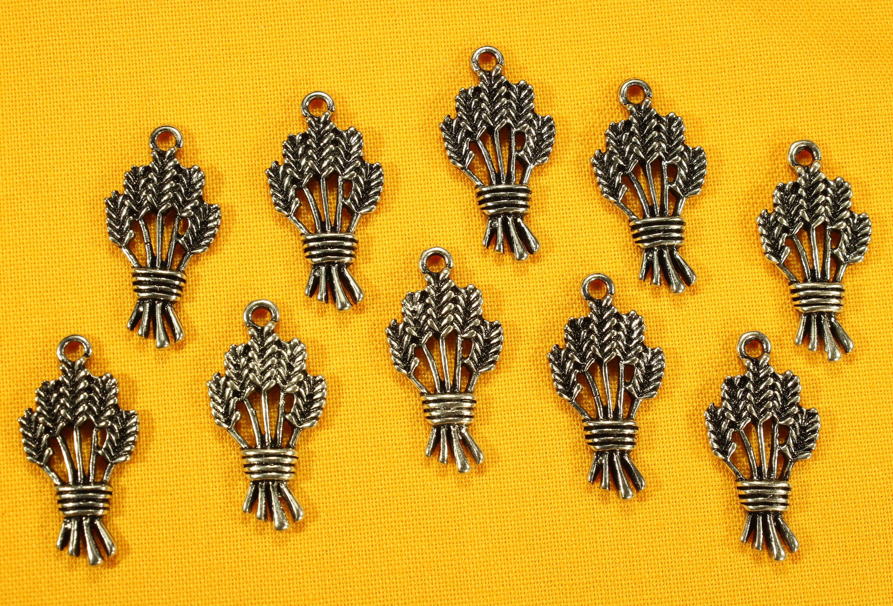 Wheat Bundle 24mm Antique Silver Tone Single Sided 2D Farming - Etsy