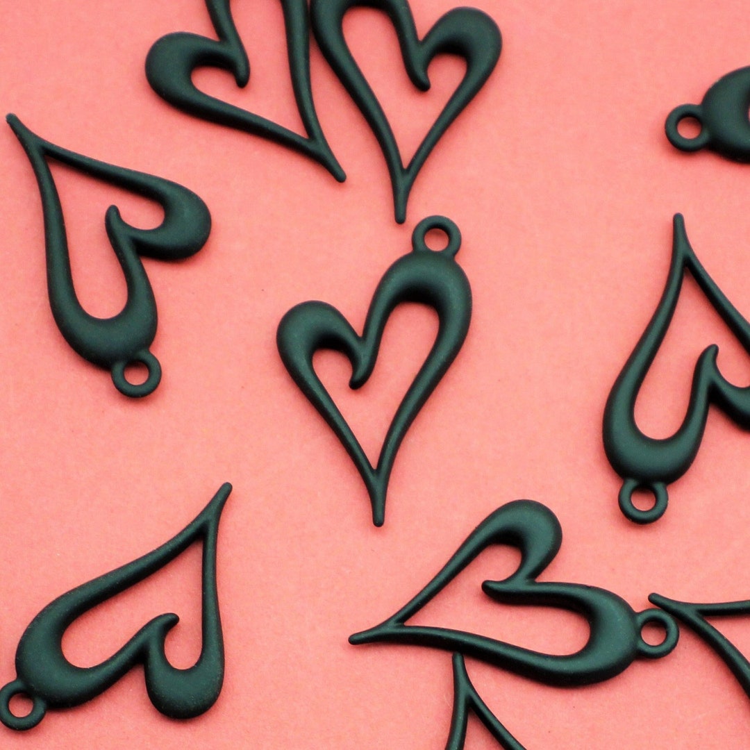 Heart 25mm Matte Black Finish Double Sided Die Cut Abstract Design Love ...