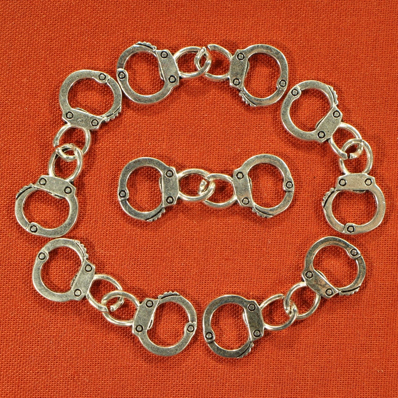 Handcuffs Connector 32mm Antique Silver Tone Double Sided Charms - 0246 ...