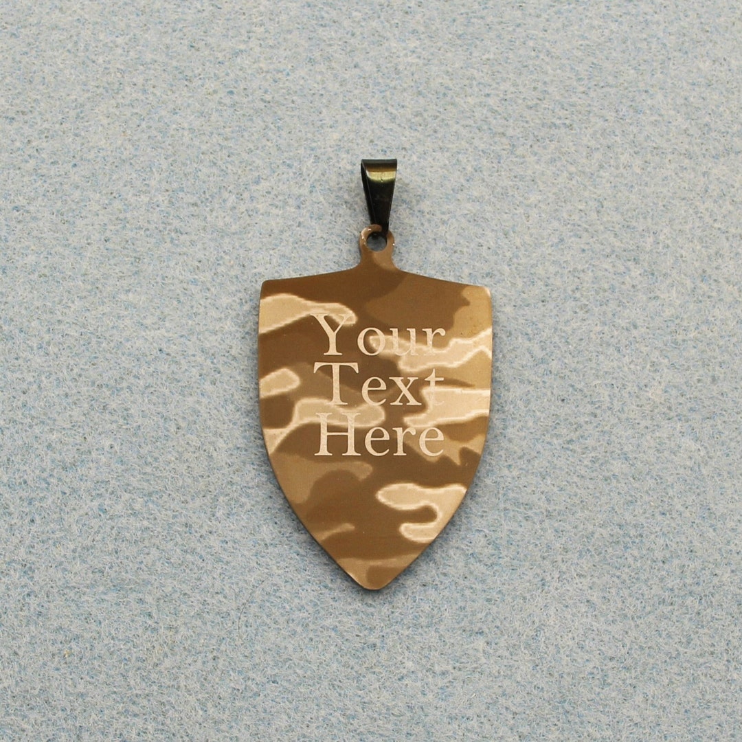 Personalized Camo Shield 60mm Black Stainless Steel With Pinch Bail ...