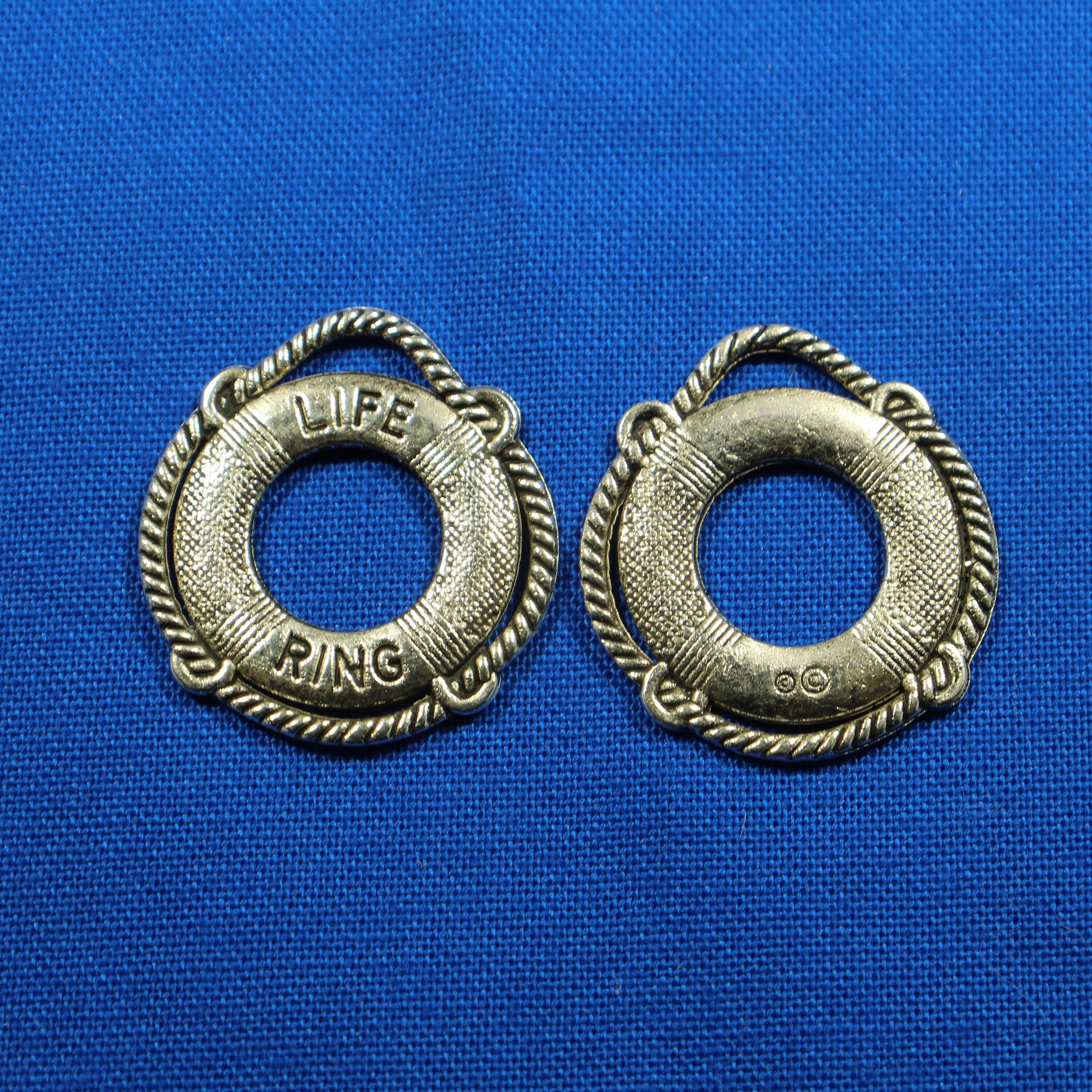 Life Preserver Ring 24mm Antique Silver Tone Double Sided Nautical ...