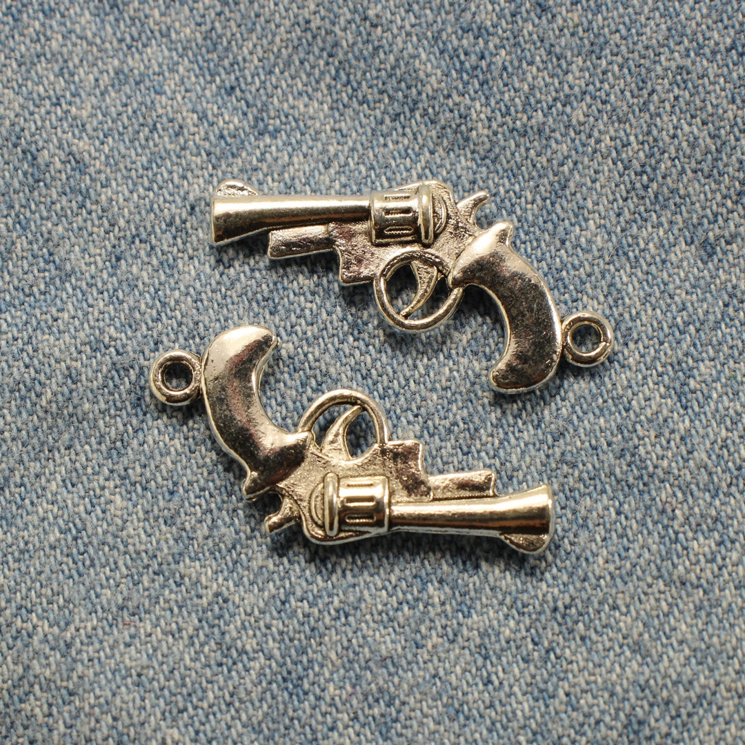 Handgun Revolver 28mm Antique Silver Tone 3D Western Charms - Etsy