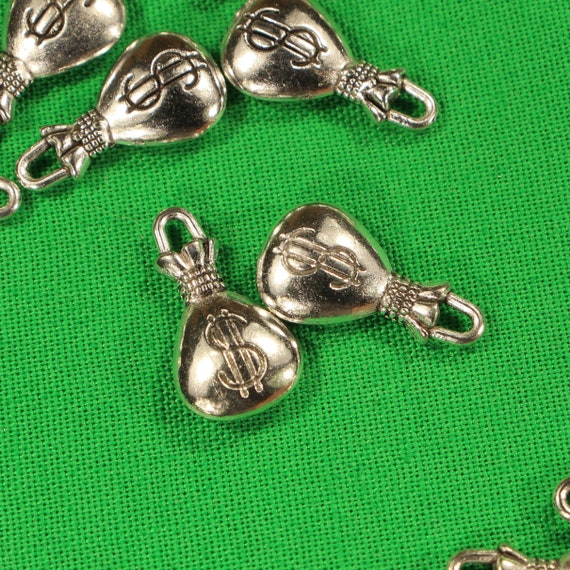 Money Bag 17mm Antique Silver Tone Double Sided Money Charms - Etsy