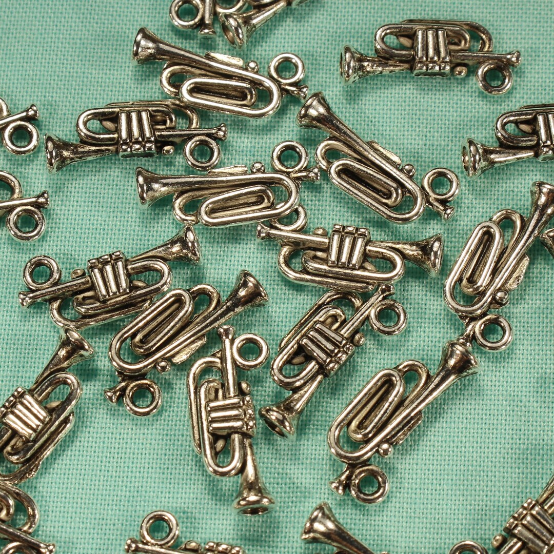 Trumpet 18mm Antique Silver Tone 3D Music Charms - 0708 - Etsy