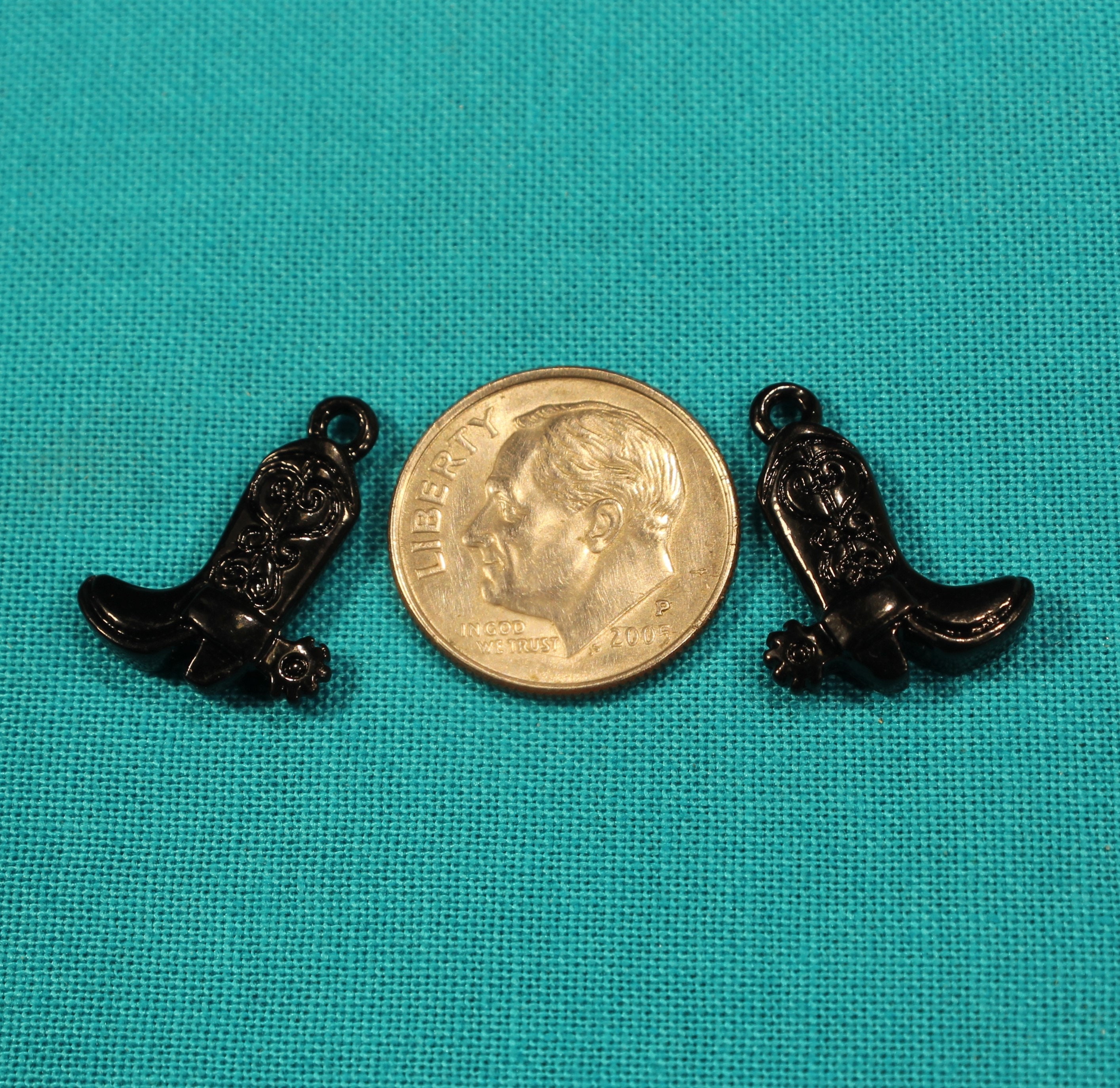 Cowboy Boot With Spur 17mm Black Enamel Double Sided Western - Etsy