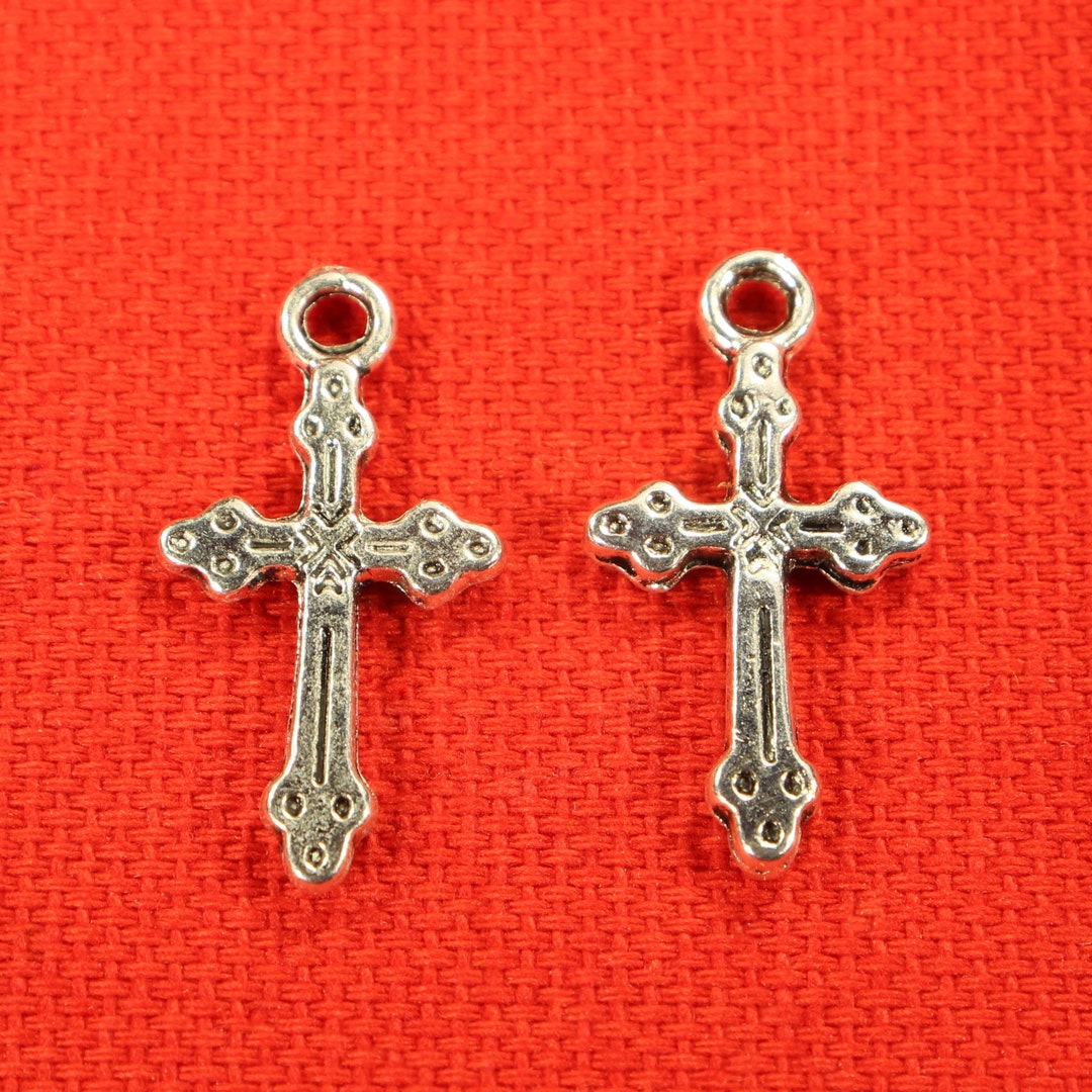 Cross 21mm Antique Silver Tone Double Sided Religious Charms - 0420 - Etsy