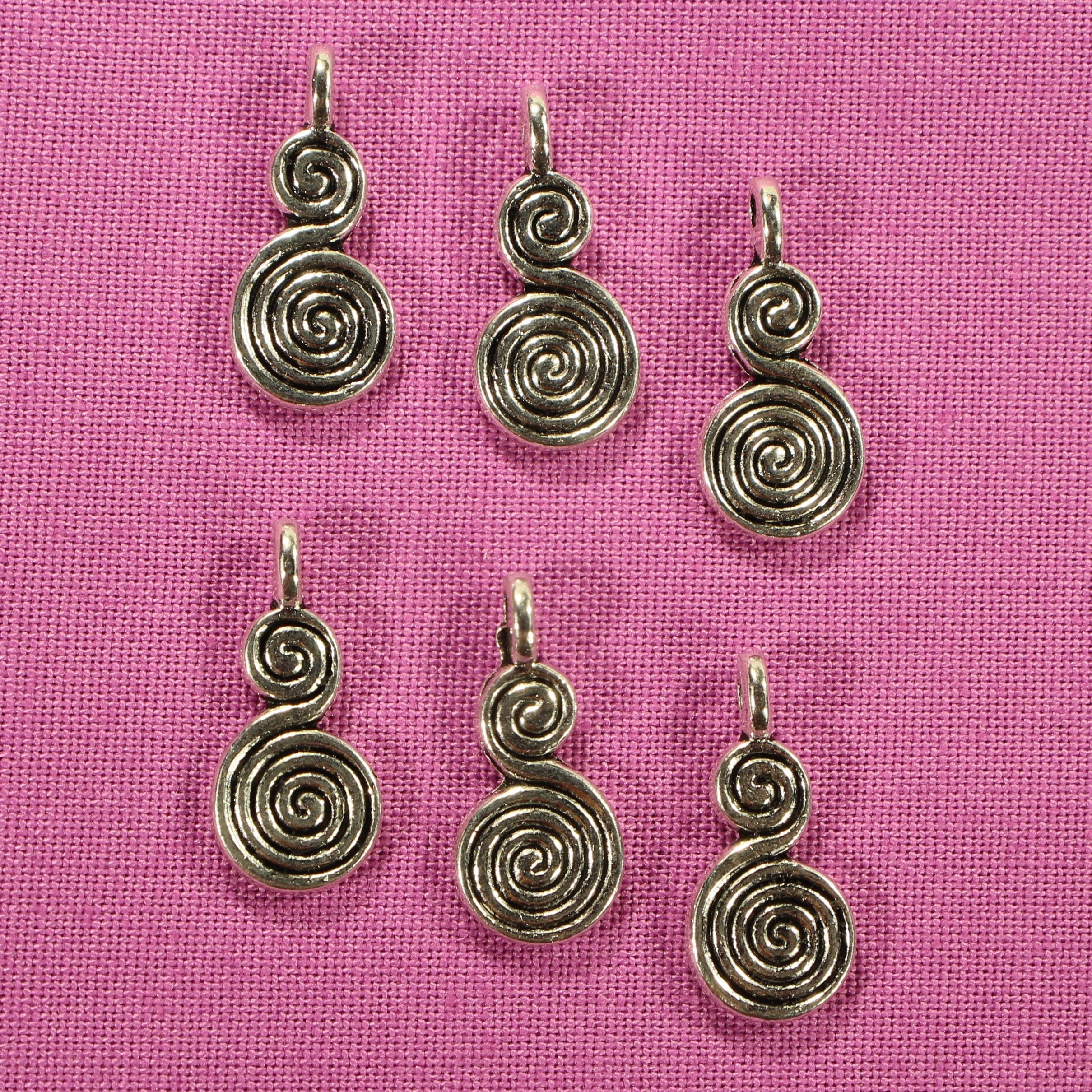 Spiral 18mm Antique Silver Tone Double Sided Accent Charms | Etsy