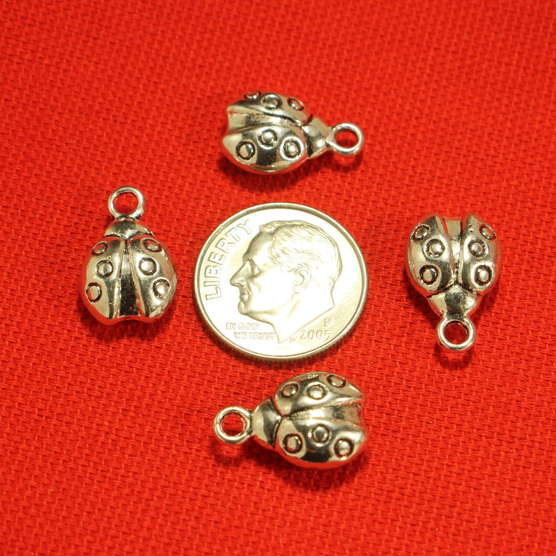 Ladybug 15mm Antique Silver Tone Double Sided Gardening Insect | Etsy