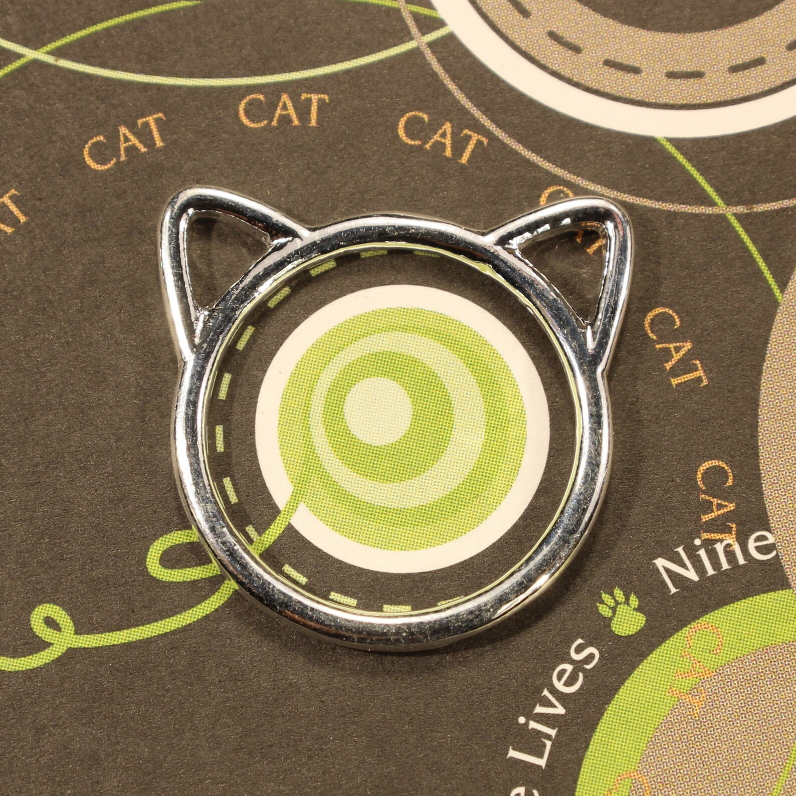 Cat Head 25mm Silver Plated Open Slider Pendant Connector | Etsy