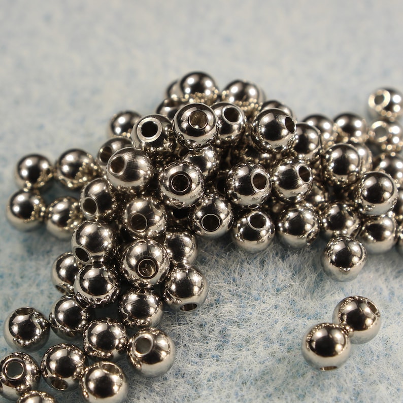 4mm Round 304 Stainless Steel Silver Tone Spacer Beads - 1266 - Etsy