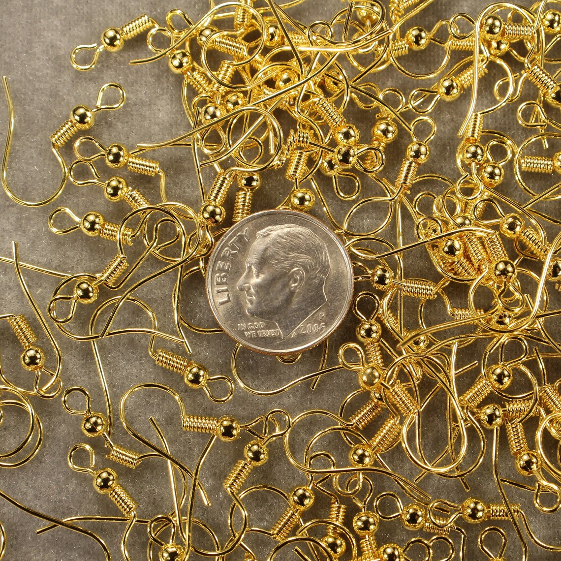 Gold Plated 20mm Ear Wire Hooks With Wire Wrap and Bead Ball Accent ...