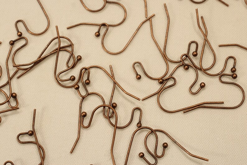 Ear Wire Hook with Accent Ball 21mm Antique Copper Tone Iron | Etsy