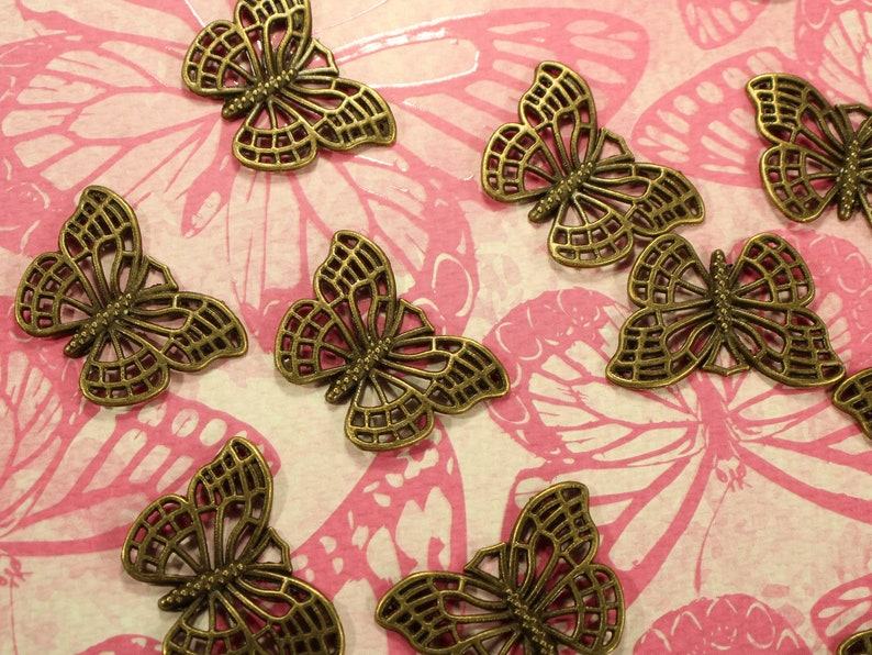Butterfly 25mm Antique Bronze Tone Single Sided Die Cut Insect - Etsy