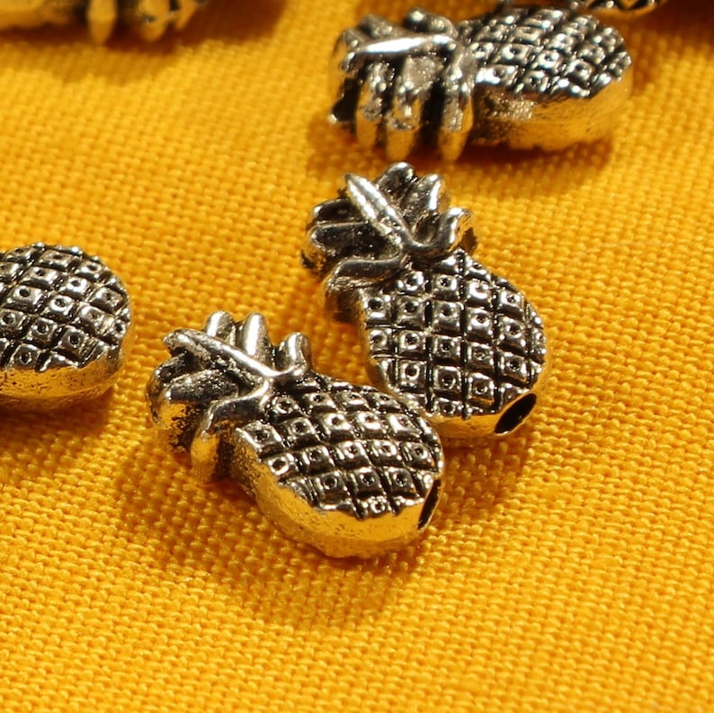Pineapple 10mm Antique Silver Tone Double Sided Spacer Beads - 0998 - Etsy
