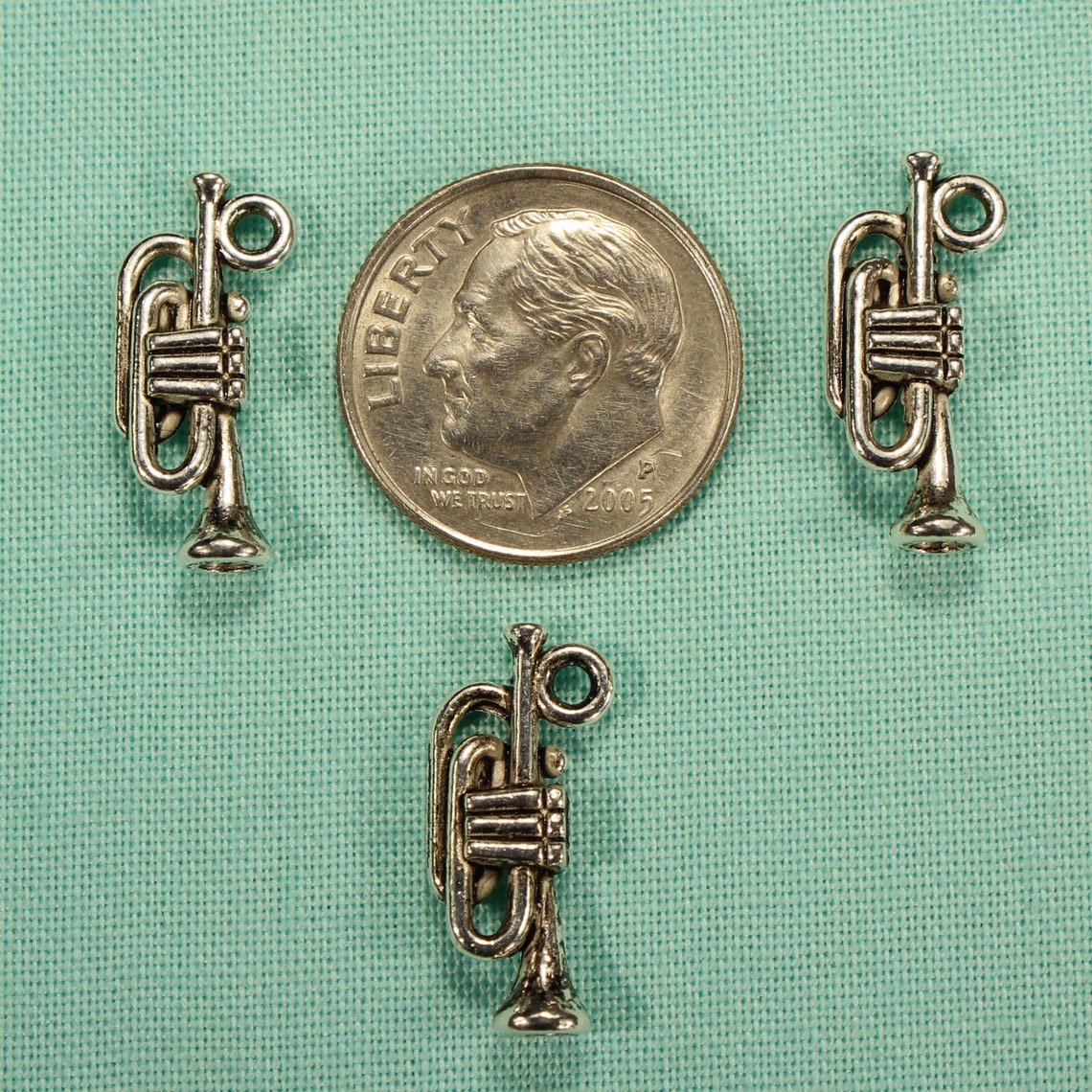 Trumpet 18mm Antique Silver Tone 3D Music Charms 0708 - Etsy