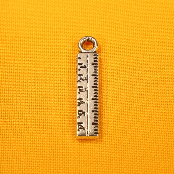 Ruler 24mm Antique Silver Tone Single Sided School Charms | Etsy