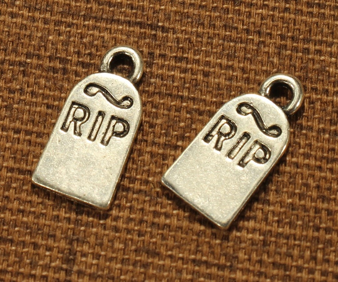 Gravestone 16mm "rip" Antique Silver Tone Single Sided Halloween ...