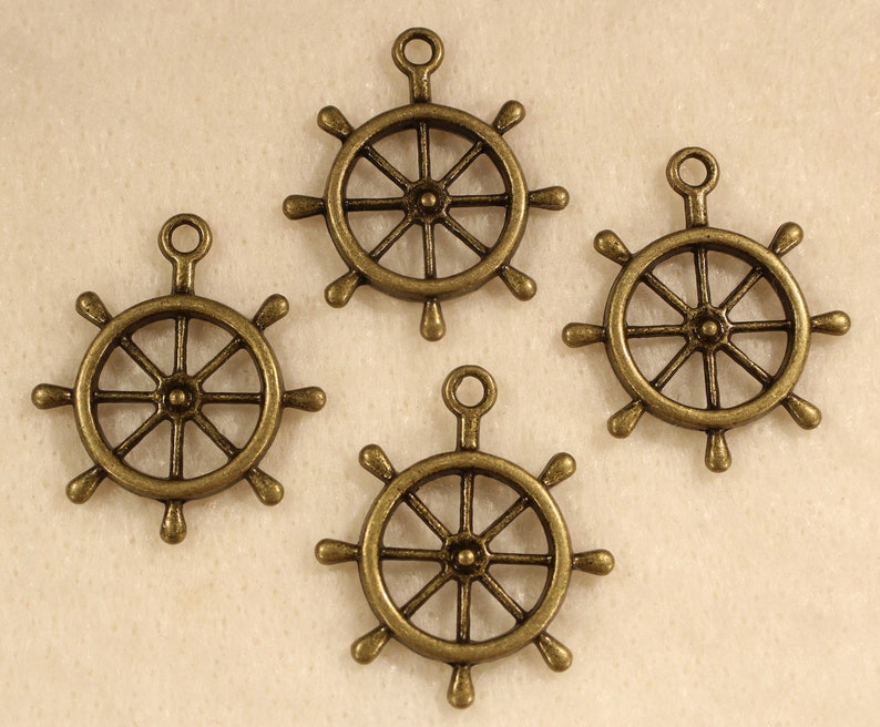 Captain's Wheel 28mm Antique Bronze Tone Double Sided - Etsy
