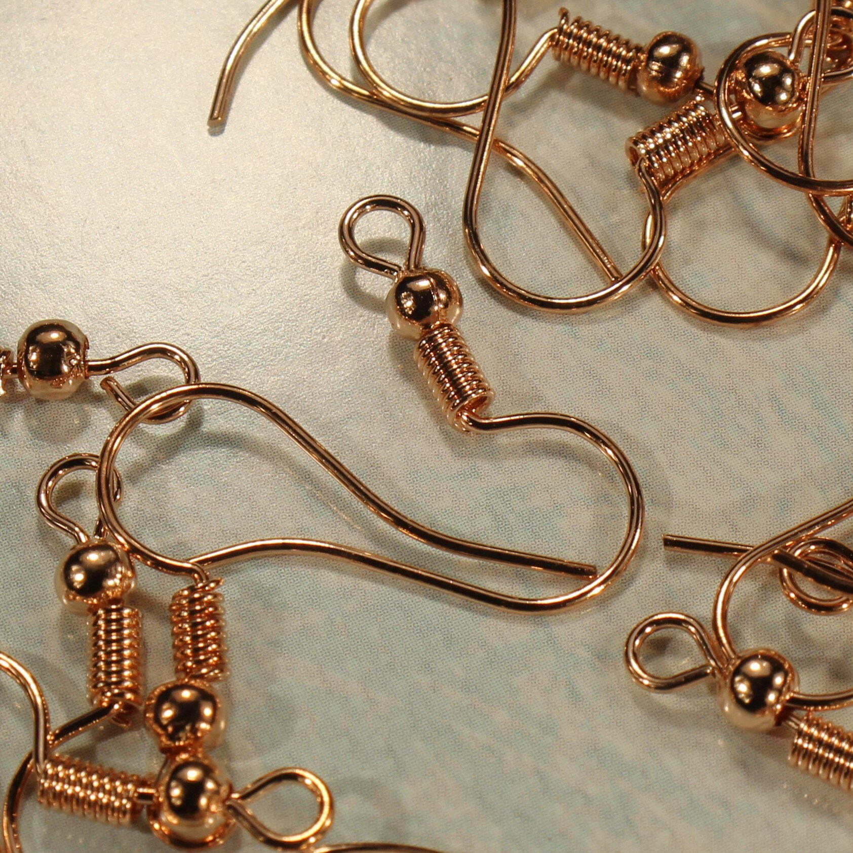 Ear Wire Hooks 20mm Iron Based Alloy Rose Gold Finish With Wire Wrap ...